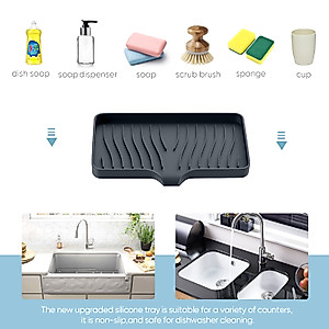 Kitchen Sink Tray,Self Draining Kitchen Soap Tray Soap Holder Silicone Sponge Holder for Kitchen Sink,Kitchen Bathroom Sink Caddy Sink Organizer for Sponge,Soap Dispenser,Dish Scrubber,Palm Brush