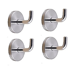 NELXULAS Brushed Stainless Steel Short Single Heavy Duty Wall Mount Hook, Coat Hook, Towel Hook, 4 in Pack