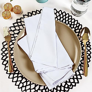 Utopia Kitchen White Cloth Napkins [12 Pack, 18x18 Inch] Cotton Blend Washable and Reusable Table Dinner Napkins for Hotel, Lunch, Restaurant, Weddings, Event and Parties