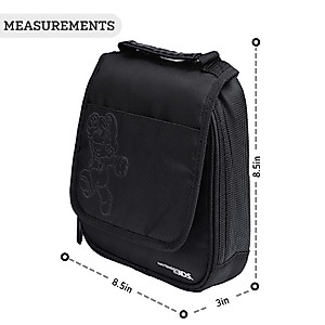Nintendo Super Mario 3DS Carrying Case Compatible With Nintendo Switch, 2DS, 3DS, 3DS XL, DS, DS XL, DS Light Handle & Shoulder Strap Traveling Carry Case With Hard Zipper Black Officially licensed