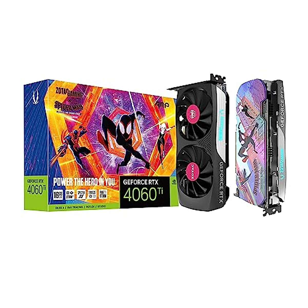 ZOTAC Gaming GeForce RTX 4060 Ti 16GB AMP Spider-Man: Across The Spider-Verse Inspired Graphics Card Bundle, ZT-D40620F-10SMP