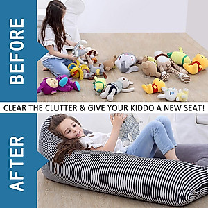Stuffed Animal Bean Bag Chair Kids Toy Storage Organizer Stuffie Seat, Foldable Floor Chair Sofa Toy Storage Bean Bag Chair Seat for Kids, Teens and Adults Extra Large Super Soft Velvet，Cover Only