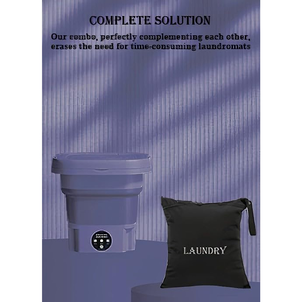 Portable Washing Machine-Mini Washing Machine Foldable-Portable Washer Machine-WATERPROOF Laundry Bag -8L Capacity for Clothes, Socks-Perfect for Travel-Apartments, Dorms-Mini Washing Machine-(Purple)