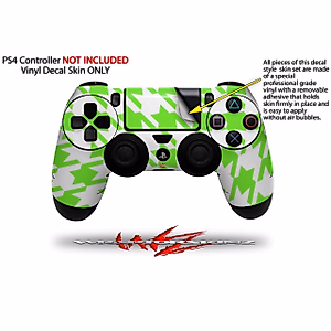 WraptorSkinz Skin Compatible with Sony PS4 Dualshock Controller PlayStation 4 Original Slim and Pro Houndstooth Neon Lime Green (Controller NOT Included)