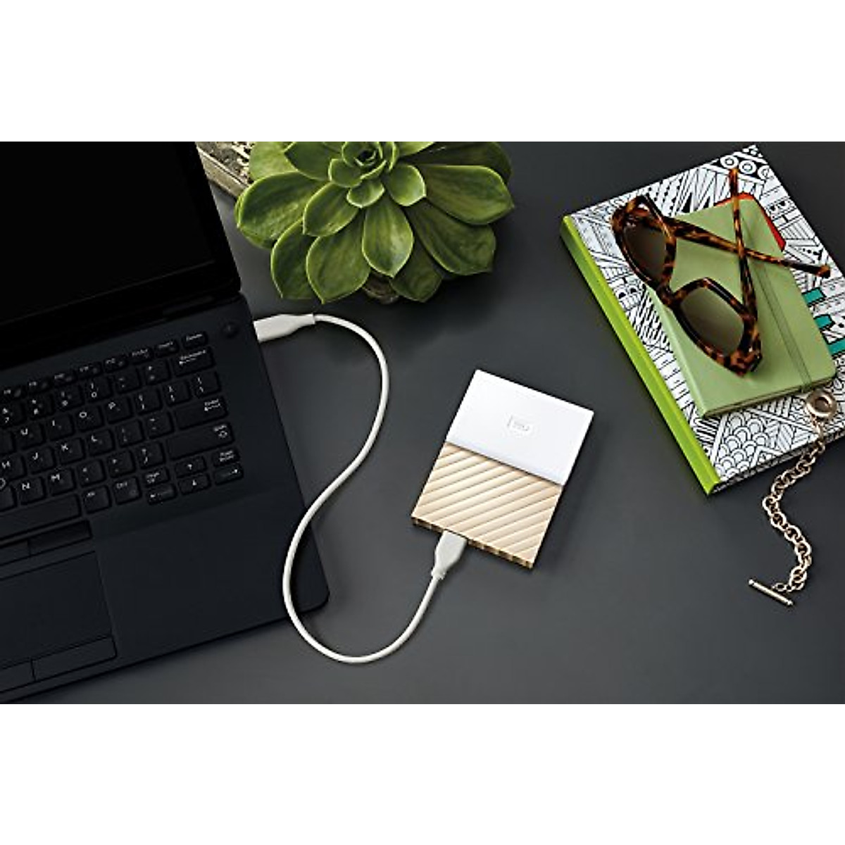 WD 2TB White-Gold My Passport Ultra Portable External Hard Drive - USB 3.0 - WDBFKT0020BGD-WESN