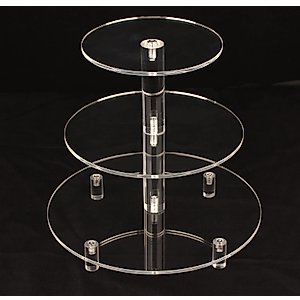HAOWUJIN Cupcake Stand for 24 Cupcakes, Round Acrylic Cupcake Stand for Wedding Birthday Party Baby Shower Dessert Table for Parties Display, 3 Tier Clear Cupcake Tower Stand…