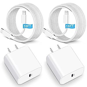 iPhone 14 13 12 11 Fast Charger 10 FT [Apple MFi Certified], 10FT Long Lightning Cable Cord with 20W Rapid USB C Wall Charger Block Quick Speed Charging for iPhone 14/Plus/Pro Max, 13/12/11/XS/XR/iPad