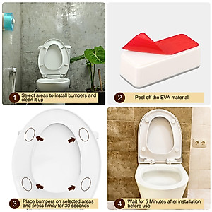 uxcell 6 Pcs Toilet Seat Bumper Kit, 20mm Thickness Bidet Bumpers Pads Rubber Square Seat Spacer Replacement with Strong Adhesive for Toilet Cover