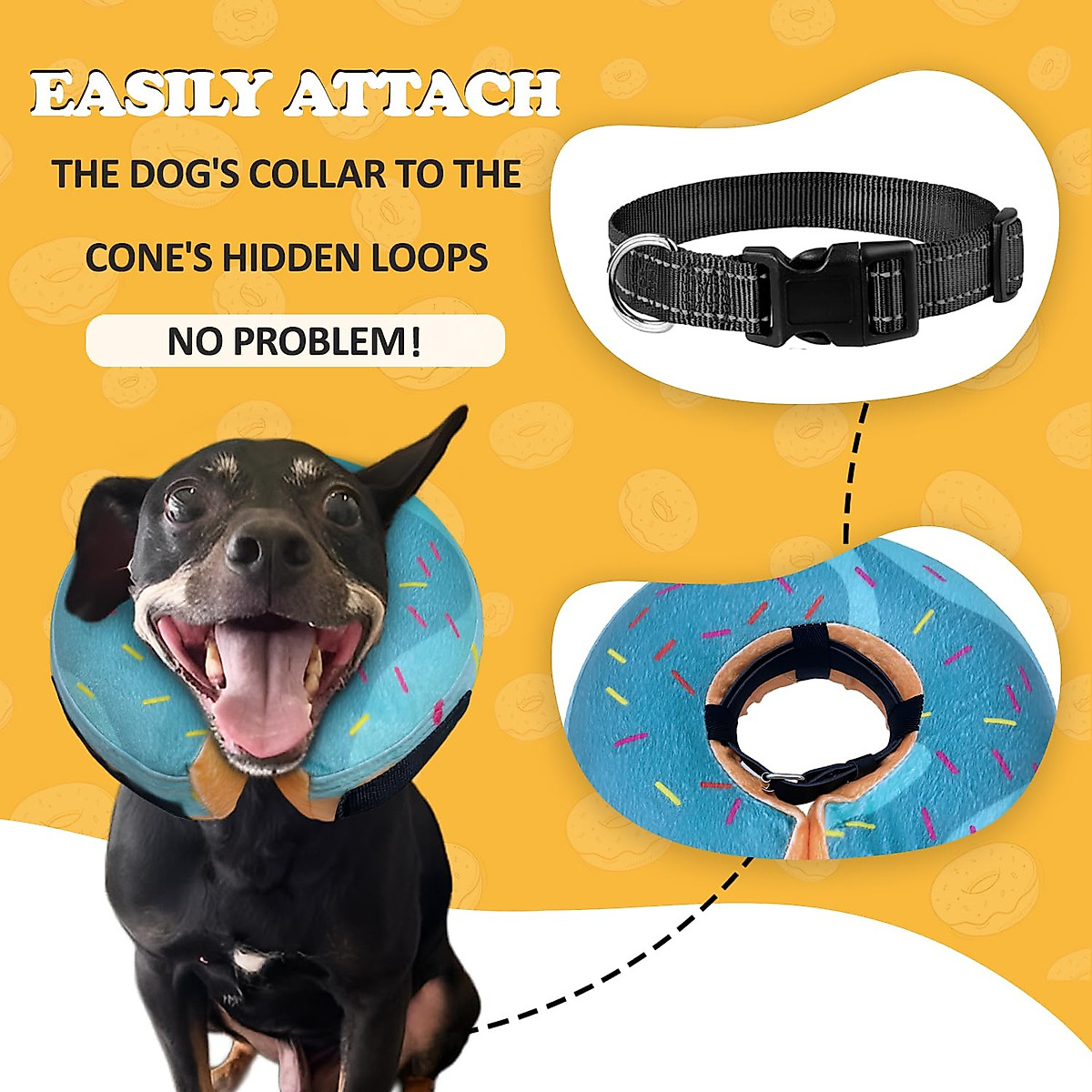 Kremboss Donut Soft Dog Cone Collar - Maintains Clear Vision, Comfortable Inflatable Cone for Dogs to Stop Licking, Machine Washable Dog Cone Alternative After Surgery, Dog Cones for Large Dogs
