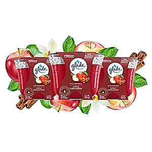 Glade Candle Apple Cinnamon, Fragrance Candle Infused with Essential Oils, Air Freshener Candle, 3-Wick Candle, 6.8 Oz, 3 Count