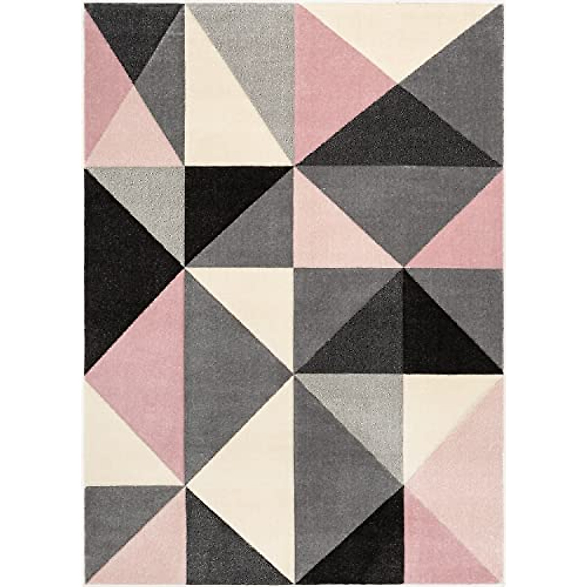 Well Woven Nia Blush & Grey Abstract Triangle Boxes Modern Area Rug 3x5 (3'11" x 5'3")