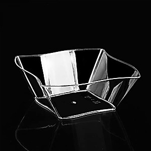 PLAZOTTA 150 Pack 5 oz Clear Plastic Dessert Cups with 150 Tasting Spoons, Square Parfait Appetizer Plates Bowls for Party, Weddings