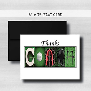 Personalized Golf Coach Thank You Card, 5"x 7" FLAT CARD, Greeting Cards