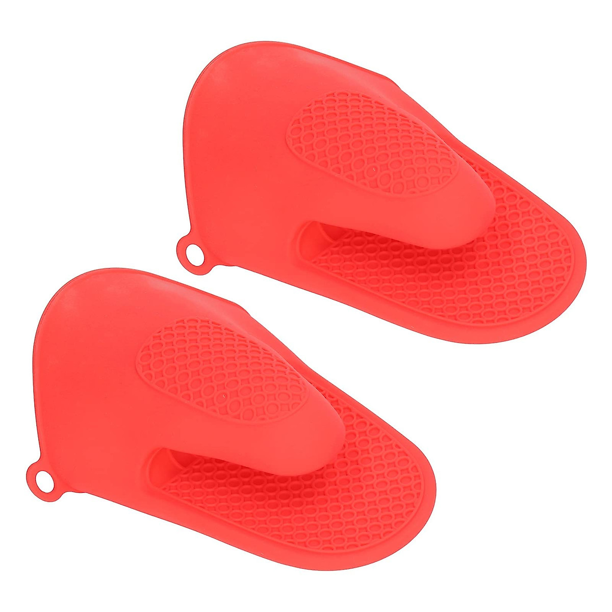 2 Pairs Mini Oven Gloves, Silicone Oven Mitts Heat and Slip Resistant Silicone Mini Potholders Mitts Kitchen Finger Grips for Kitchen Cooking and Baking(red)