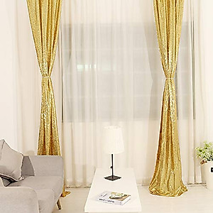 TRLYC Gold Sequin Backdrop Wedding Photography Backdrop 2ftx8ft (2Pack)