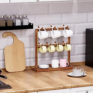 Puricon 2 Pack Tea Bag Organizer Clear Acrylic Tea Storage Box with Lid Bundle with Mug Holder Organizer Coffee Cup Rack for Countertop