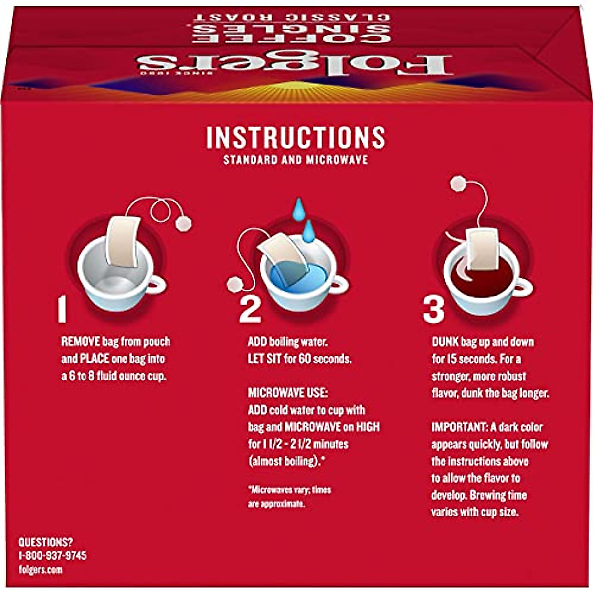 Folgers Coffee Singles Classic Roast-19 Coffee Bags