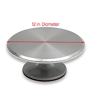 Trademark Innovations 12" Revolving Cake Decorating Turntable Stand - Professional Aluminum & Non-Slip