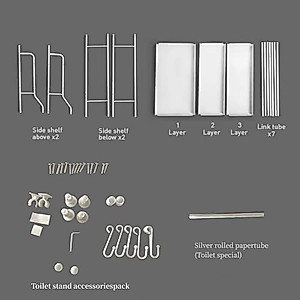 LUCKMETA Over The Toilet Storage Rack, 3-Tier Multifunctional Bathroom Organizer Shelf, Stable Storage Shelves, Easy Assembly, Space Saver, Metal, with Toilet Paper Holder and Hooks (White)