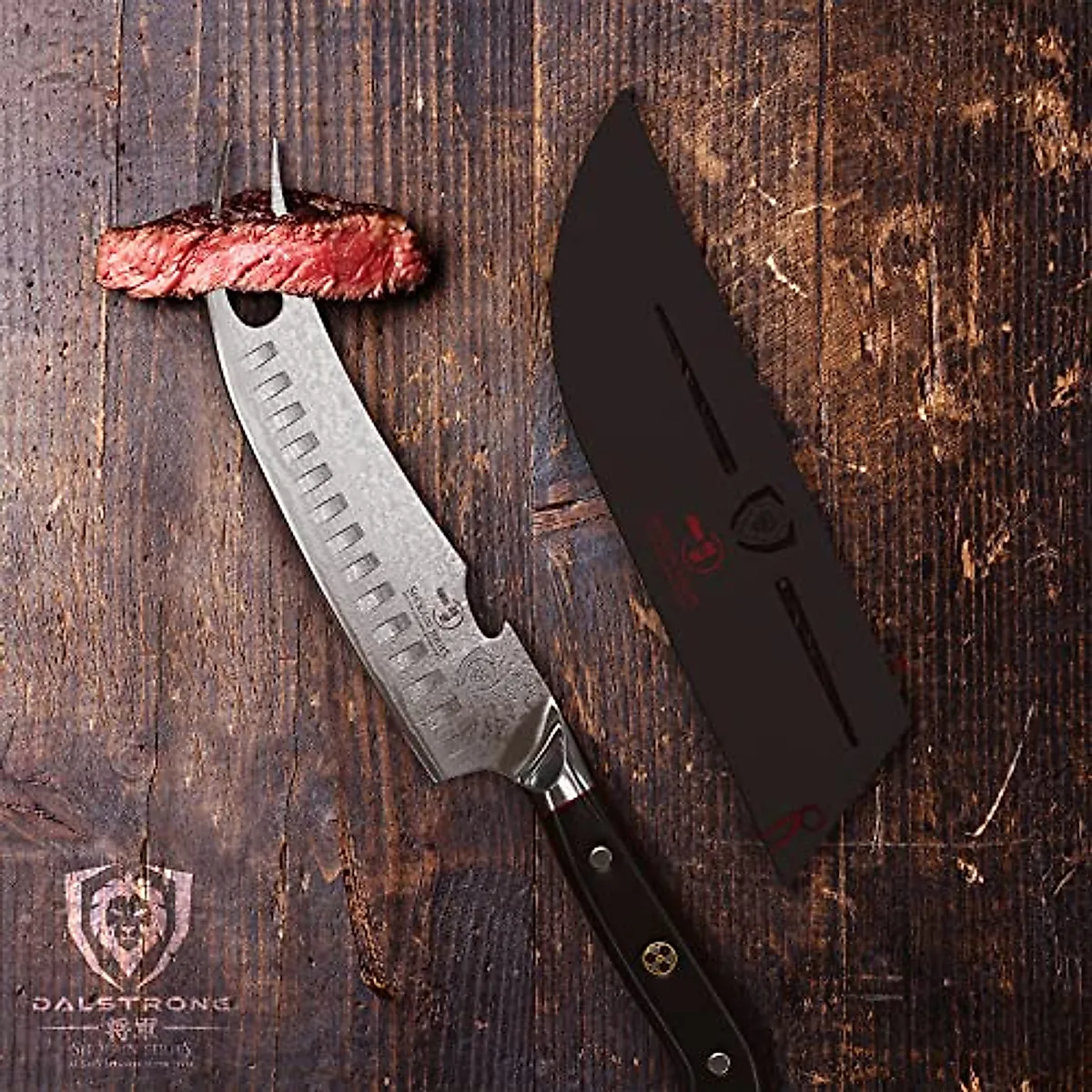 Dalstrong Pitmaster BBQ & Meat Knife - 8 inch - Shogun Series ELITE - Forked Tip & Bottle Opener - Japanese AUS-10V Super Steel - G10 Handle - w/Sheath