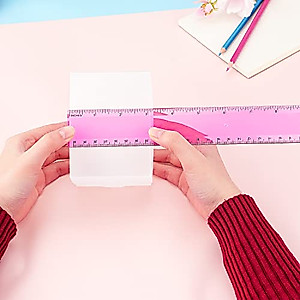 Color Plastic Ruler Straight Ruler Measuring Tool 12 Inch Ruler Set Rulers Bulk 3 Pack(Pink)