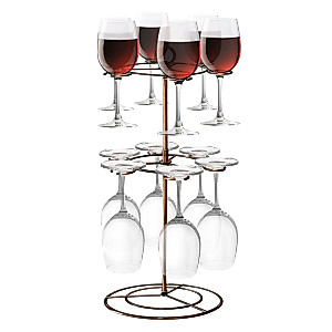 GeLive Flight Wine Server Stand Glasses Display Holder Tree Stemware Rack Hanger Organizer for Wine Tasting Party Bar Decoration Bronze