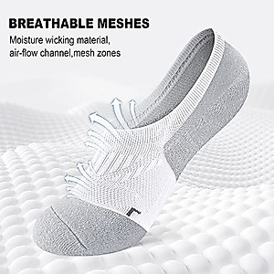 Gonii No Show Socks Womens Athletic Compression Running Low Cut Cushioned Socks 5 Pairs White