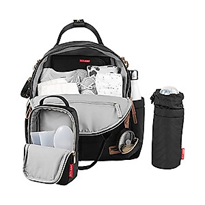 Skip Hop Diaper Bag Backpack: Suite 6-in-1 Diaper Backpack Set, Multi-Function Baby Travel Bag with Changing Pad, Stroller Straps, Bottle Bag and Pacifier Pocket, Black