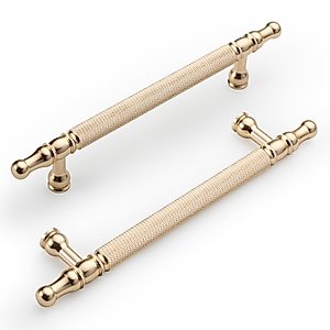 KNOKLOCK 10 Pack 5 Inch(128mm) Kitchen Cabinet Handles Gold Knurled Cabinet Pulls Kitchen Cabinet Hardware Drawer Pulls for Dresser Cupboard Wardrobe