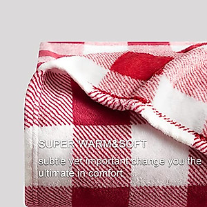 Topfinel Buffalo Plaid Throws Blanket,60 * 80 inch for Adult and Kids, Lightweight, Red and White Gingham Soft Throw Blanket for Couch, Bed, Sofa Luxurious Warm and Cozy for All Seasons