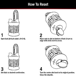 Master Lock Word Combination Lock, Set Your Own Word Lock for Gym and School Lockers, Colors May Vary, 1535DWD