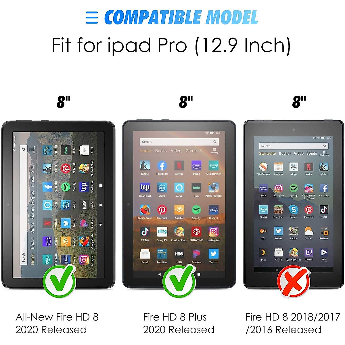 TANTEK [2-Pack Screen Protector for All-New Fire HD 8/HD 8 Plus/HD 8 Kids (10th gen, 2020 release),8-Inch,Tempered Glass Film,Ultra Clear,Anti Scratch,Bubble Free