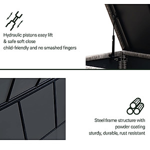 Grand patio 108 Gallon Deck Storage Box Indoor Outdoor Wicker Bin for Patio Furniture Cushions Toys Garden Tools Pool Accessories, Greige