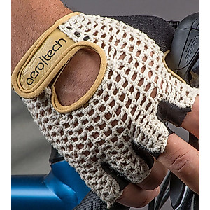 AERO|TECH|DESIGNS | Crochet Cycling Gloves | Extra Thick Gel Padded Palms | Medium | Black