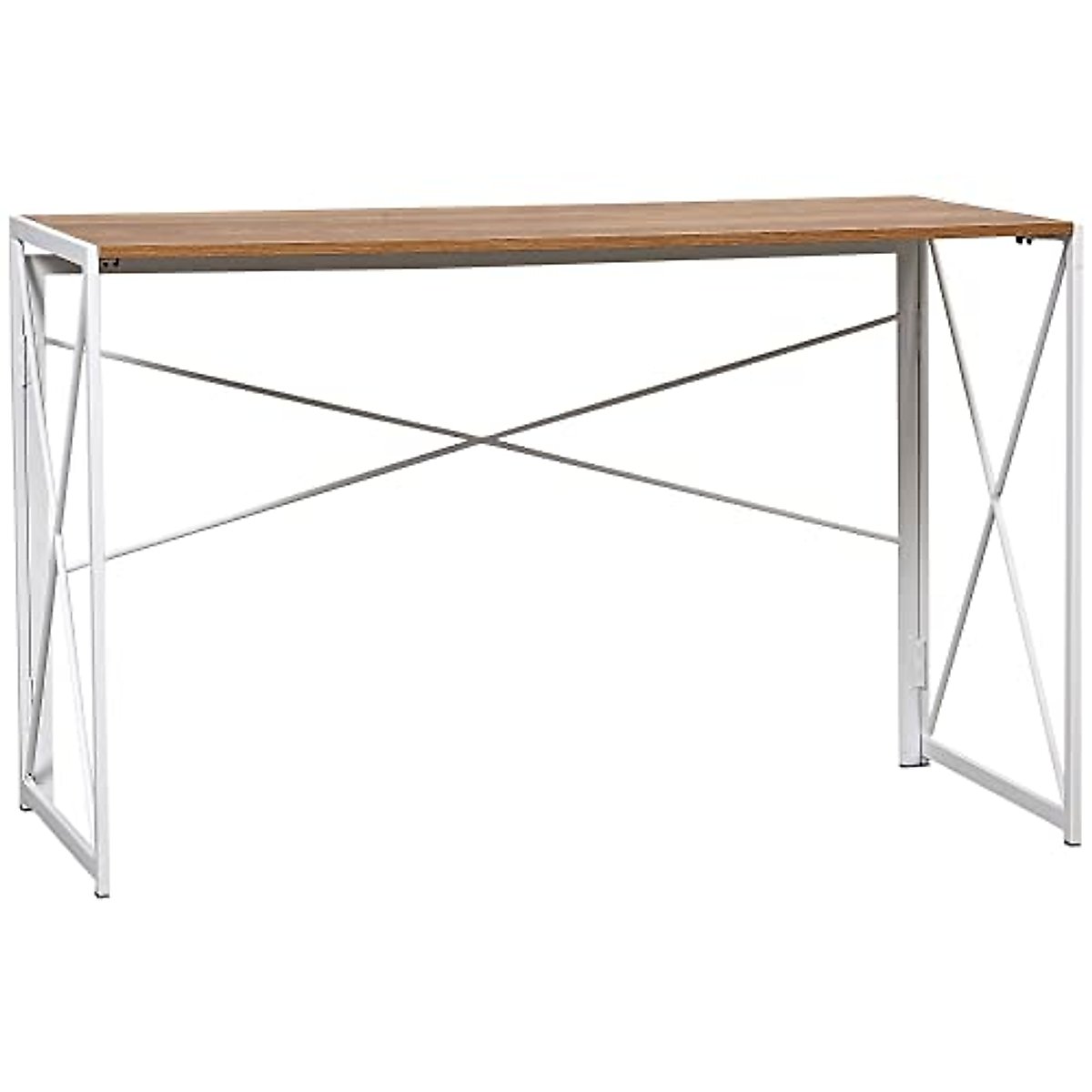 HOMCOM Folding Computer Desk, 47.25" Wide Home Office Writing Desk with Metal Frame, Natural