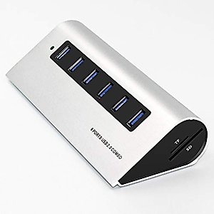 SHYPT 6 Port USB3.0 HUB One Point Six USB2.0/3.0 Docking Station Card Computer Notebook U Disk Multi-Port Splitter (Color : White)