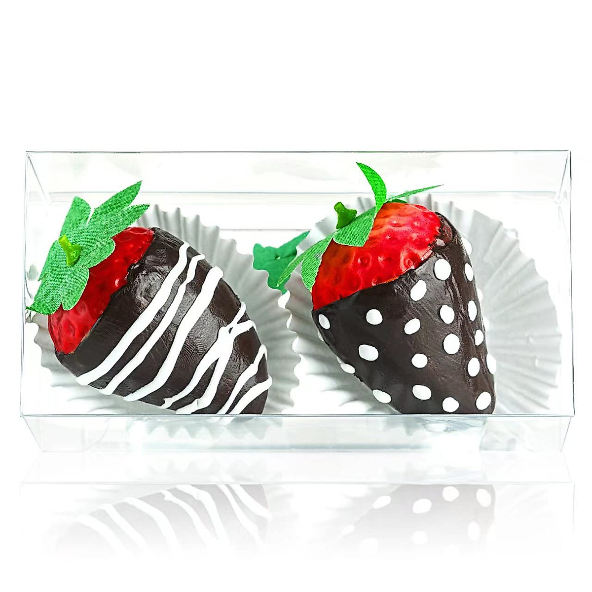 RomanticBaking 50Pack 4 1/2" x 2 1/4"x 2" Clear Chocolate Covered Strawberries Boxes for 2 Macaron Boxes for 4 Bakery Boxes Small Treat Boxes for Wedding Birthday Party