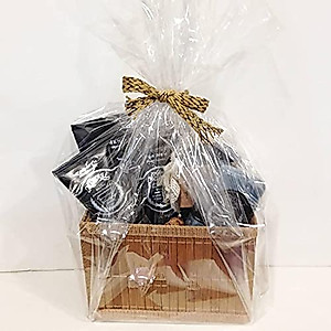 Holvyt Large Clear Gift Basket Bags, 10 Pack 20"x 28" Cellophane Wrap Plastic Package for Baskets and Gifts