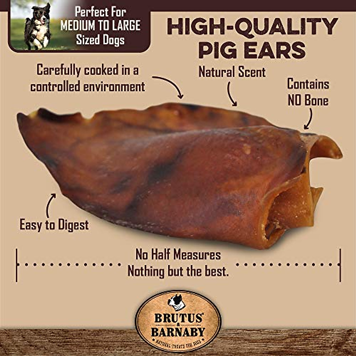 100% Natural Whole Pig Ear Dog Treat - 12 Pack - Our Healthy Dog Pig Ears Are Easy To Digest, Chemical & Hormone Free Thick Cut Pig Ears For Dogs Aggressive Chewers, Great For Small Or Large Dogs