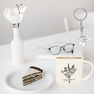 MALLAbyLAMMA Best Godmother Mug Flower 12 Ounce Ceramic, Godmother Keychain, Best Godmother Ever Gift from Godchild, Godmother Coffee Mug, Gift for Godmother Birthday Mothers Day Christmas