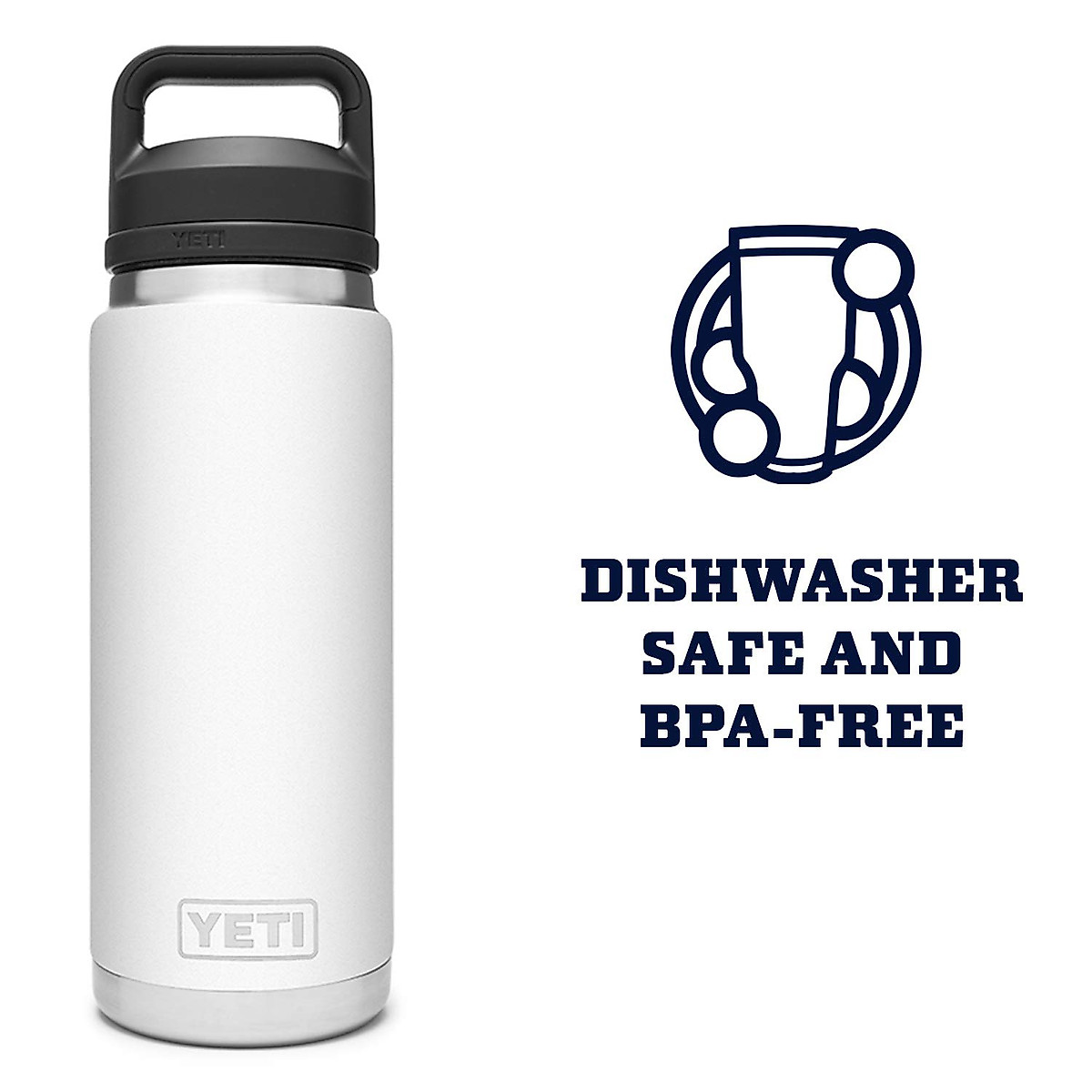 YETI Rambler 26 oz Bottle, Vacuum Insulated, Stainless Steel with Chug Cap, White