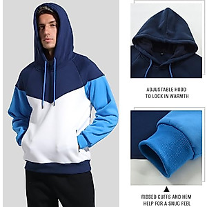 Niceif Men Casual Adult Pullover Hooded Sweatshirt Sportswear, Blue White L