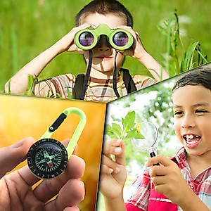 Binoculars for Kids, Set with Magnifying Glass & Compass - Easter Toys, Kids Binoculars for Boys and Girls - Perfect Easter Basket Stuffers for Toddler ! Easter Gifts for 3-12 Years Kids