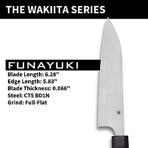 Spyderco Wakiita Funayuki Premium Kitchen Knife with 6.28" CTS BD1N Stainless Steel Blade and Black G-10 Handle - PlainEdge - K16GP