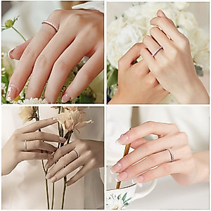 SMILEST Princess Moissanite Stackable Rings for Women, 2MM D Color VVS1 Clarity Lab Created Diamond Wedding Rings 18K White Gold Plated 925 Sterling Silver Moissanite Stackable Rings for Women Gifts