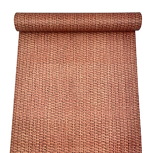 Yifely Light Brown Weave Wood Grain Furniture Paper Self-Adhesive Shelf Liner Door Sticker 17.7 Inch by 9.8 Feet