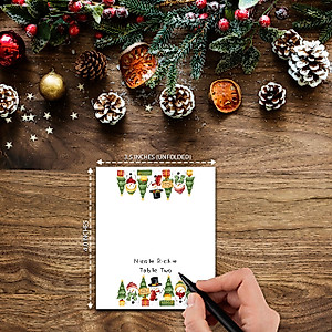 Christmas Table Place Cards, Xmas Blank Seating Place Card for Table, 25 Pack Buffet Food Tent Labels, Double Design Name Cards, Scored for Easy Folding, Christmas Party Decorations(08)