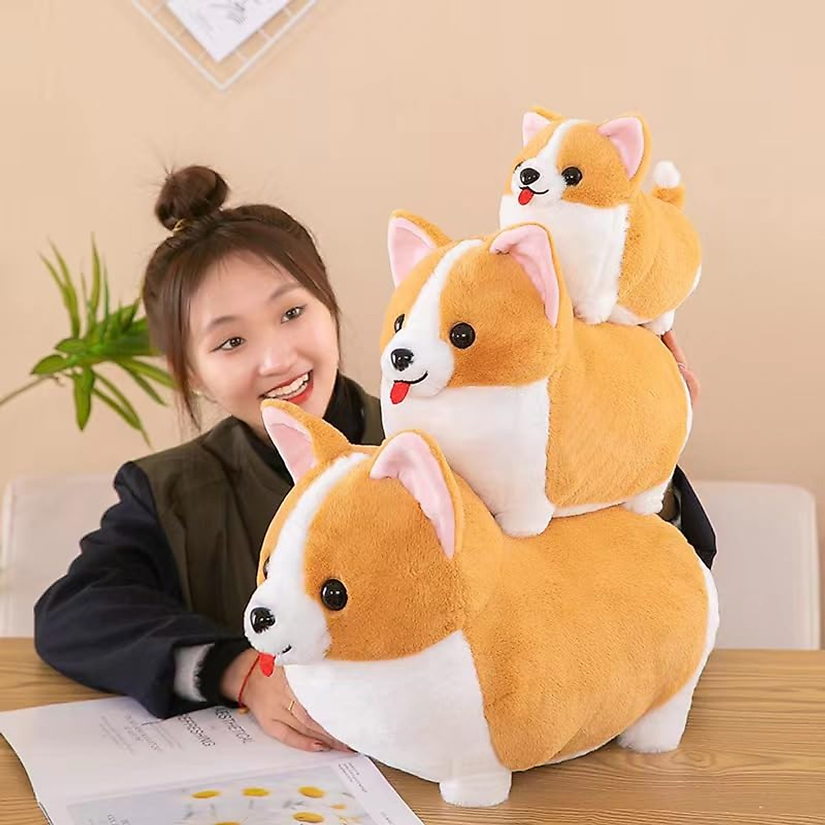 Hgplvxj Corgi Dog Stuffed Animal Plush Pillow(13.8inch)