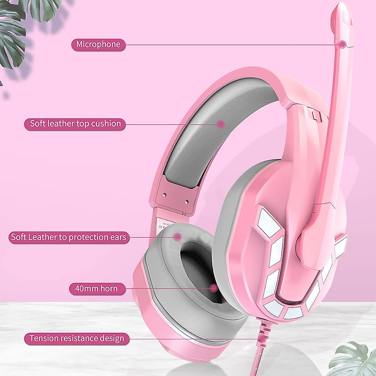 Kikc PS4 Gaming Headset with Mic for Xbox One, PS5, PC, Mobile Phone and Notebook, Controllable Volume Gaming Headphones with Soft Earmuffs, Headphones for Kid