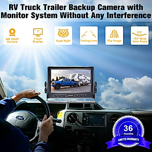 Dual RV Backup Camera System Upgraded: No Lag Easy Installation Plug and Play 7" Monitor HD 1080P Rear View Camera Wired Kit IP69 Waterproof IR Crystal Night Vision for Truck Trailer Camper Tractor R4